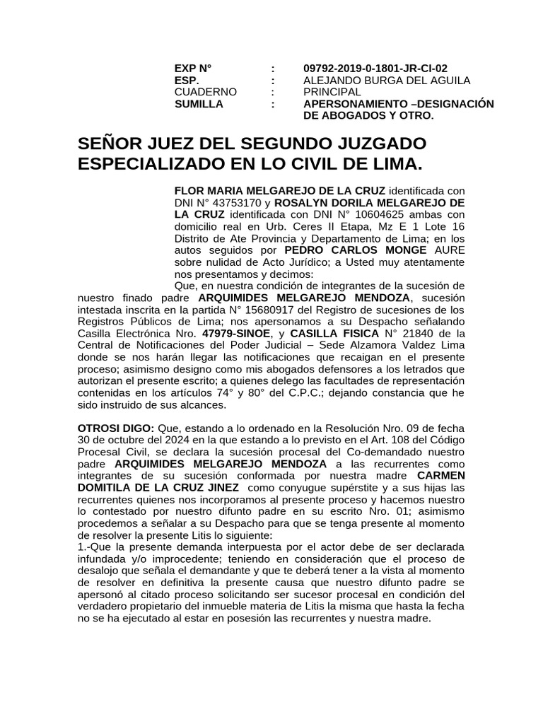 FLOR MARIA MELGAREJO DE LA CRUZ - LA Bejarano SOLICITO AUDIENCIA de ...