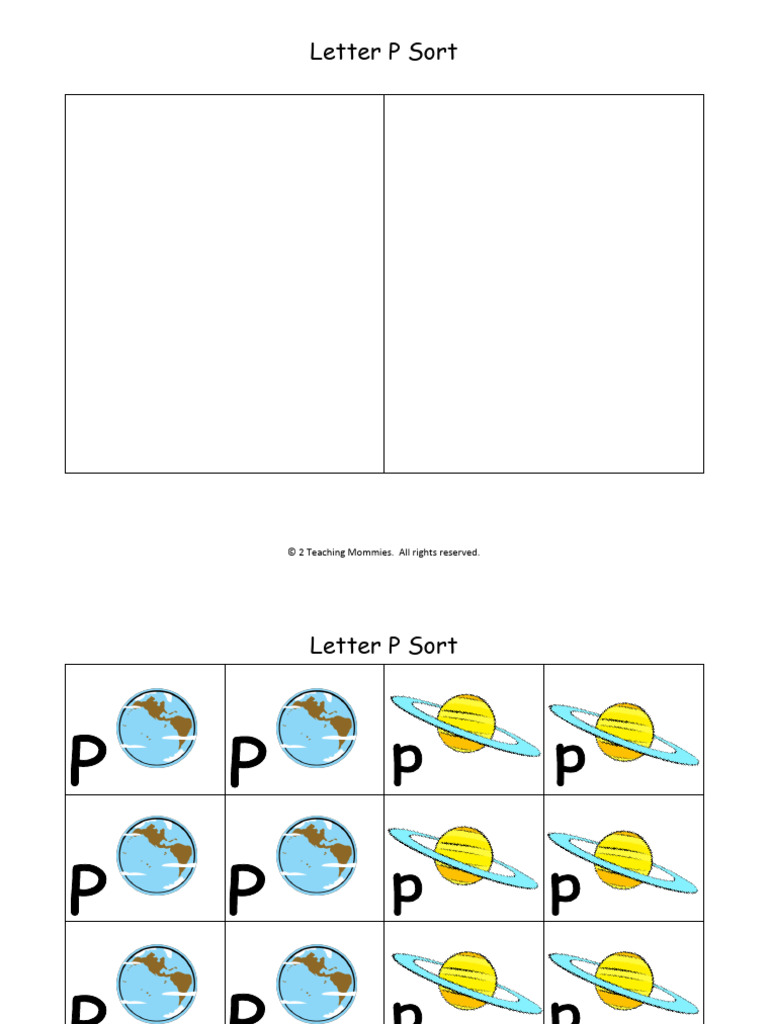 Letter P Sorting Activity | PDF