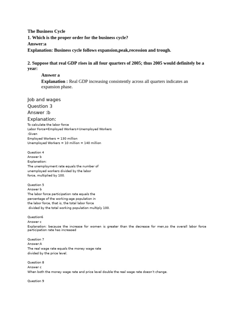 Understanding the Business Cycle and Employment | PDF