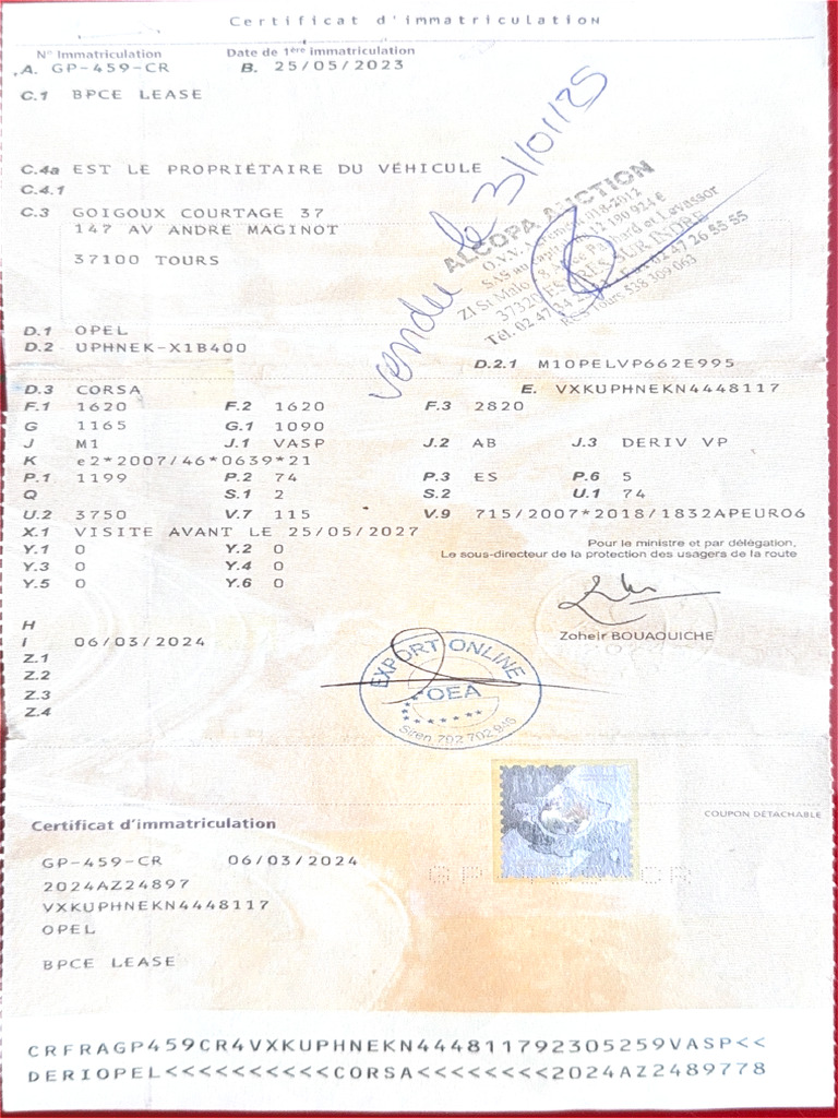 Certificat D'immatriculation | PDF