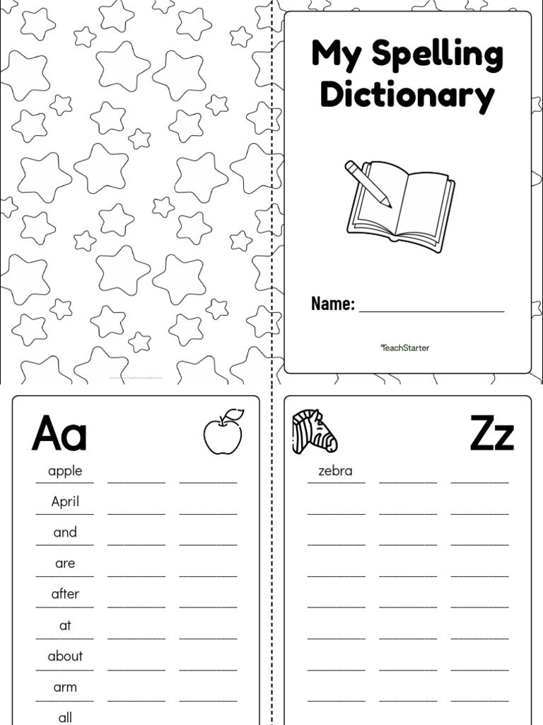 Personal Spelling Dictionary Booklet Printable PDFWords | PDF