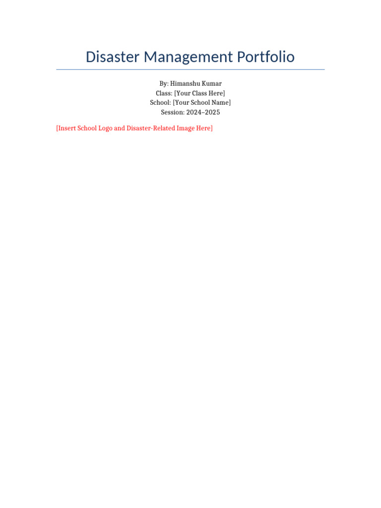 Disaster Management Portfolio HimanshuKumar Section1 | PDF