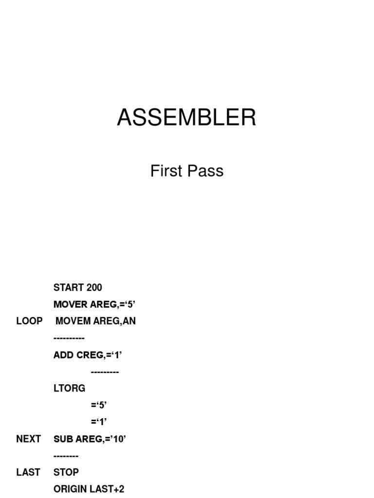 Assembler: First Pass | PDF | Instruction Set | Assembly Language