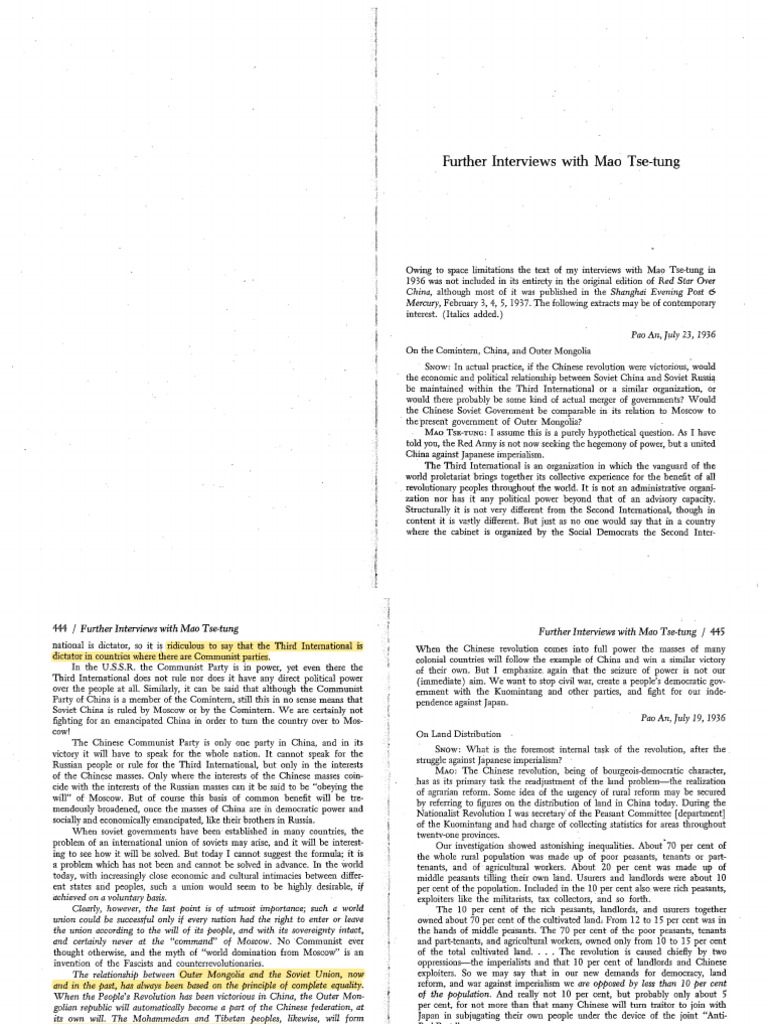 1937 Snow - Red Star Over China - Mao Interviews (OCR - 4p) - 10115234 ...