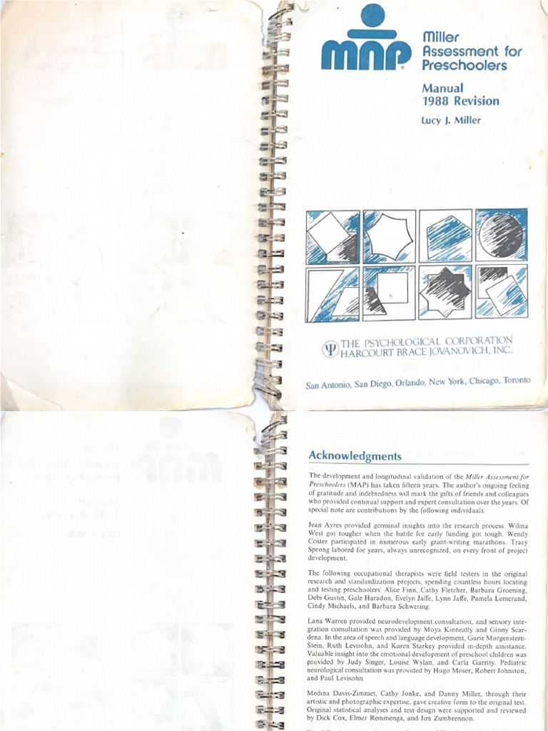 Miller Assessment For Preschoolers Manual | PDF