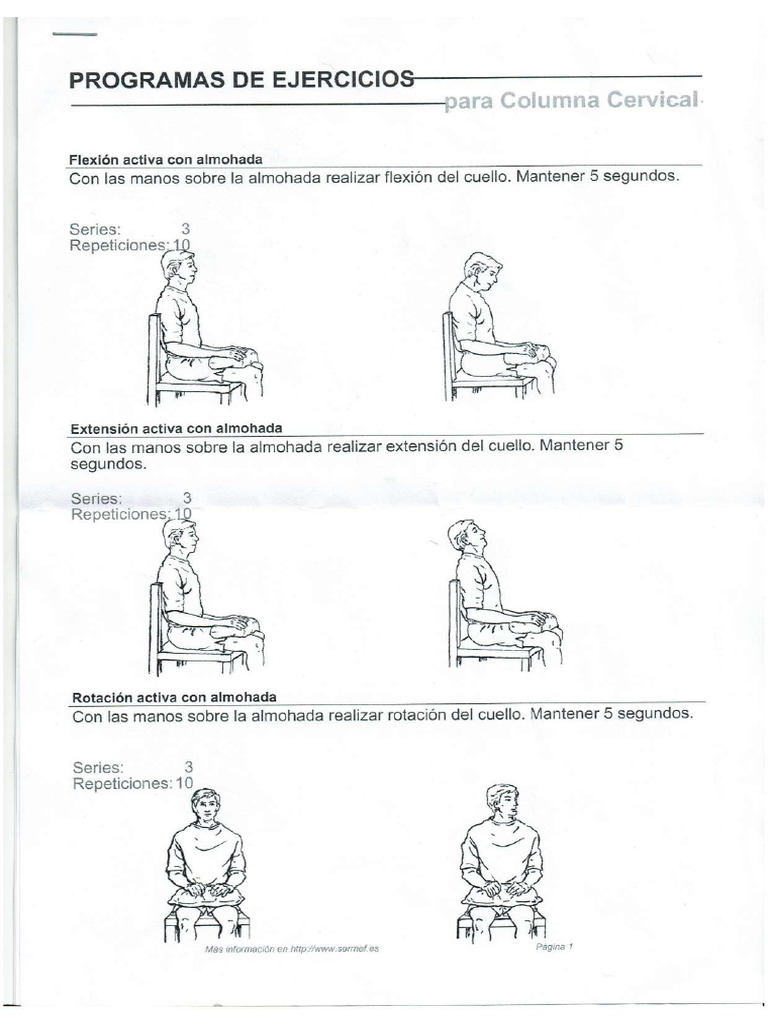 Programa de Ejercicios para Columna Cervical | PDF