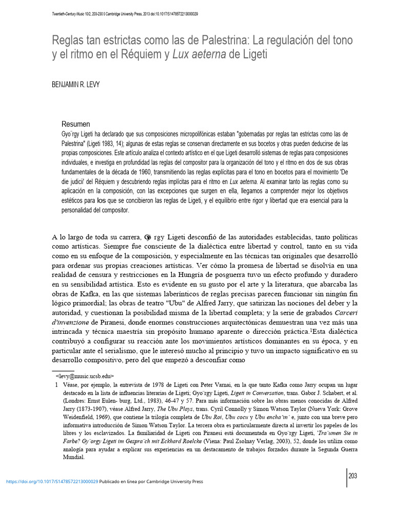 ESP Reglas Estrictas Ligeti Es | PDF | Intervalo (música) | Composiciones Musicales