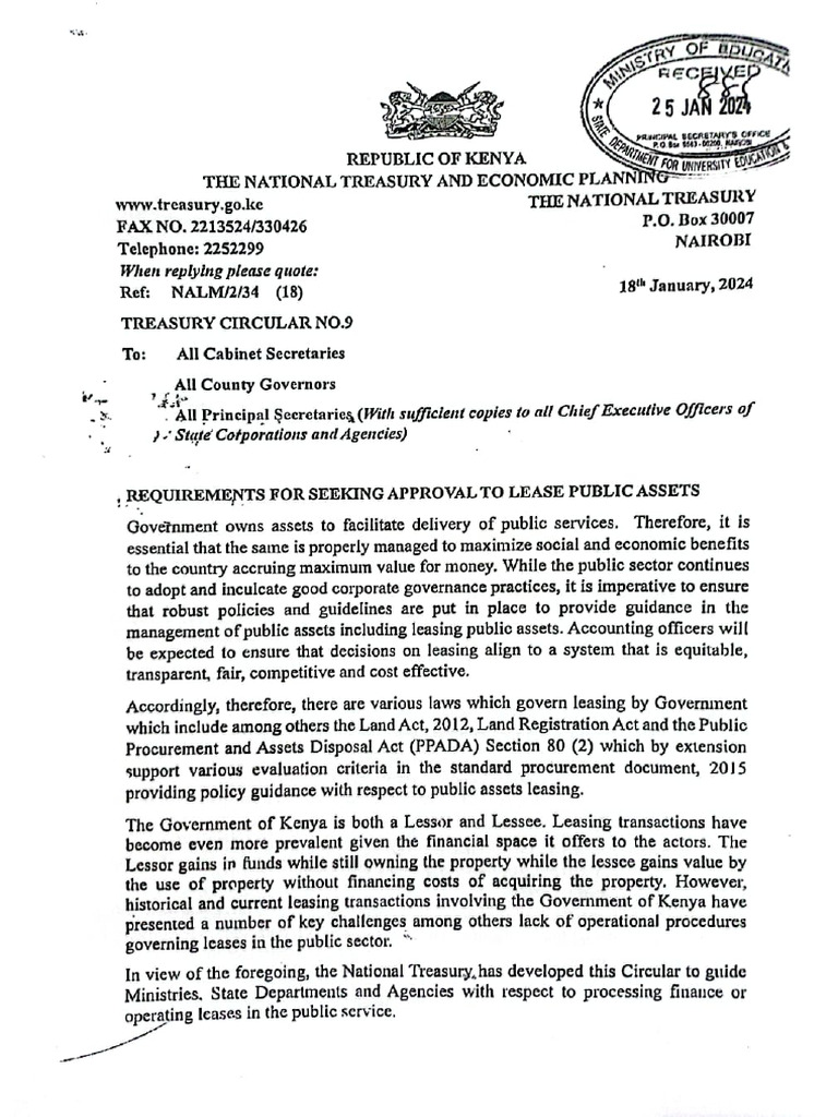 Circular On Lease of Public Assets | PDF