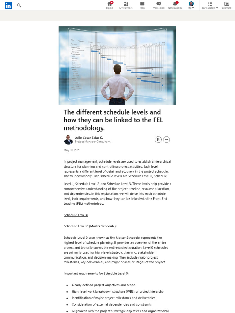 (2) the Different Schedule Levels and How They Can Be Linked to the FEL ...