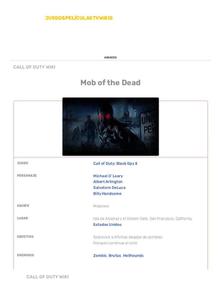 Mob of The Dead - Call of Duty Wiki - Fandom | PDF