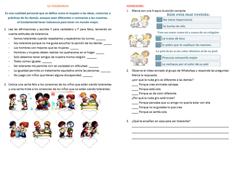 Actividades Sociales - La Tolerancia | PDF | Tolerancia
