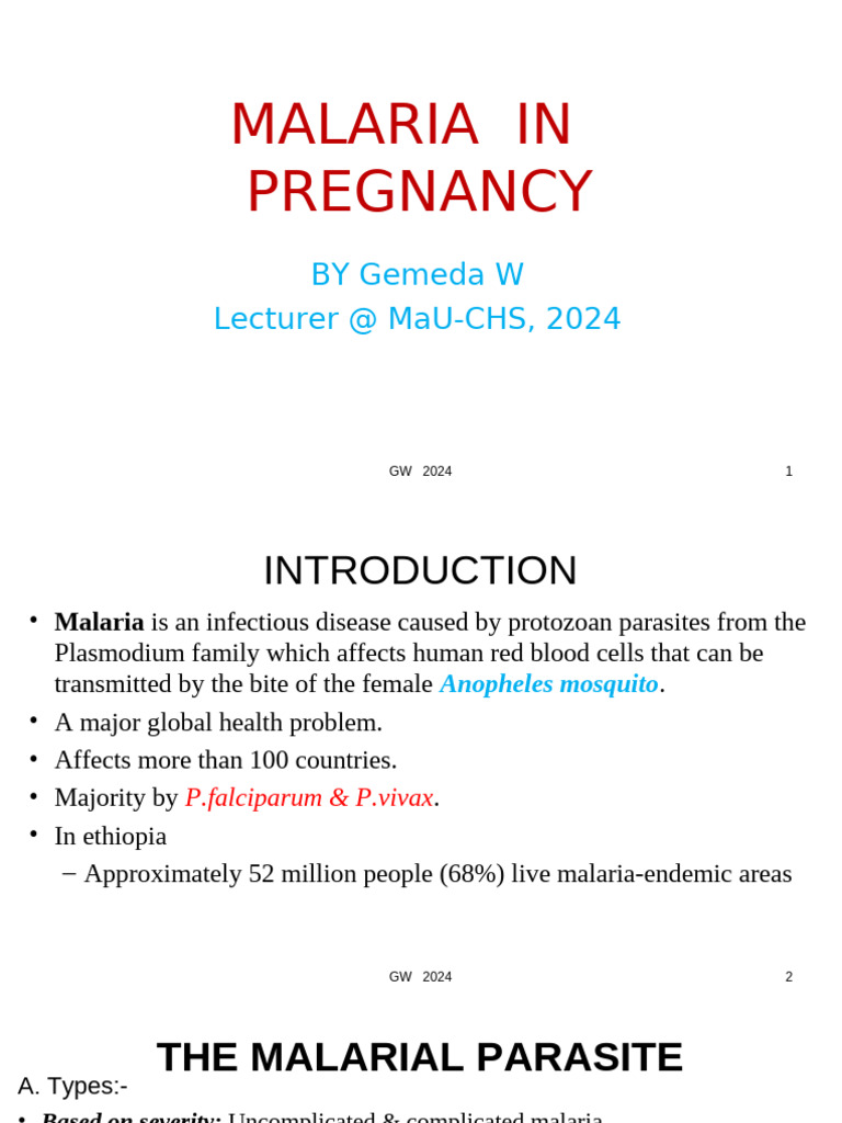 Malaria in Pregnancy-1 | PDF | Malaria | Plasmodium Falciparum