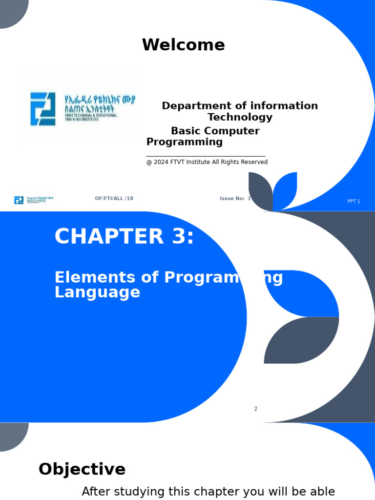 ITEC1030 - Ch03 - Elements of Programming Language | PDF | Programming ...