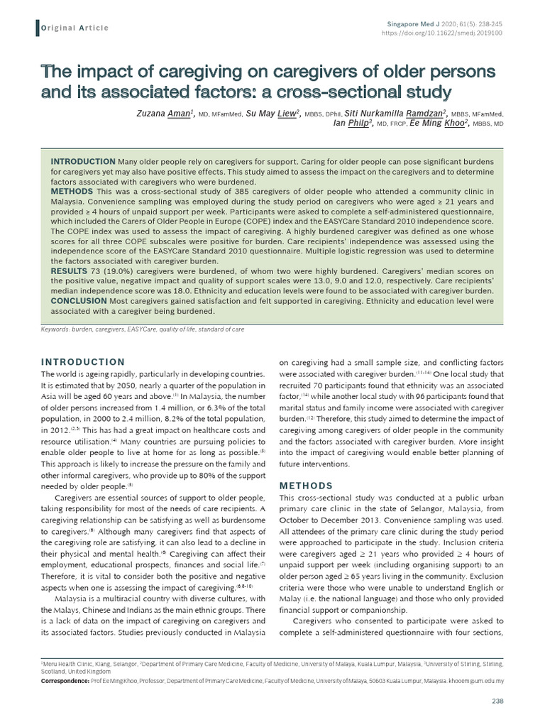 (2.1) The Impact of Caregiving On Caregivers of Older Persons and Its ...
