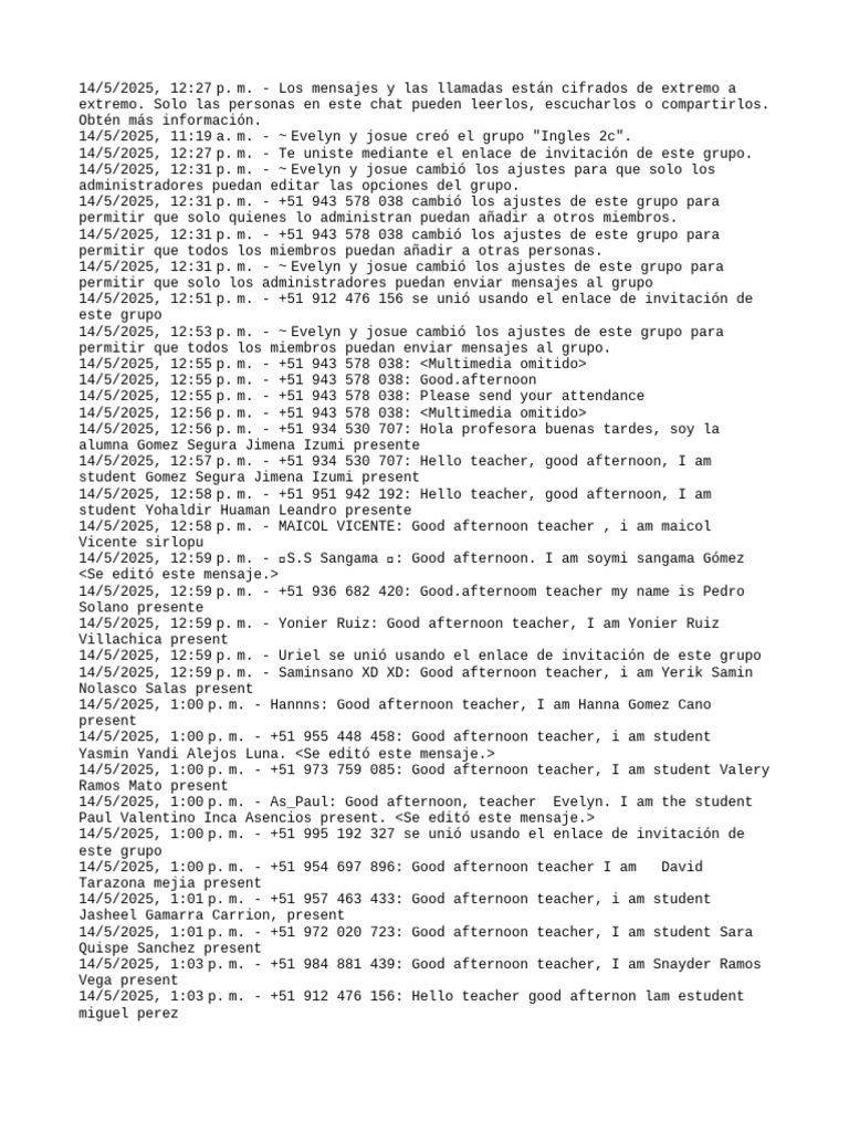 Chat de WhatsApp Con Ingles 2c | PDF | Chat en linea | Comunicación por ...