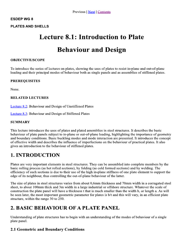 Plates and Shell Design Lecture 8.1 | PDF