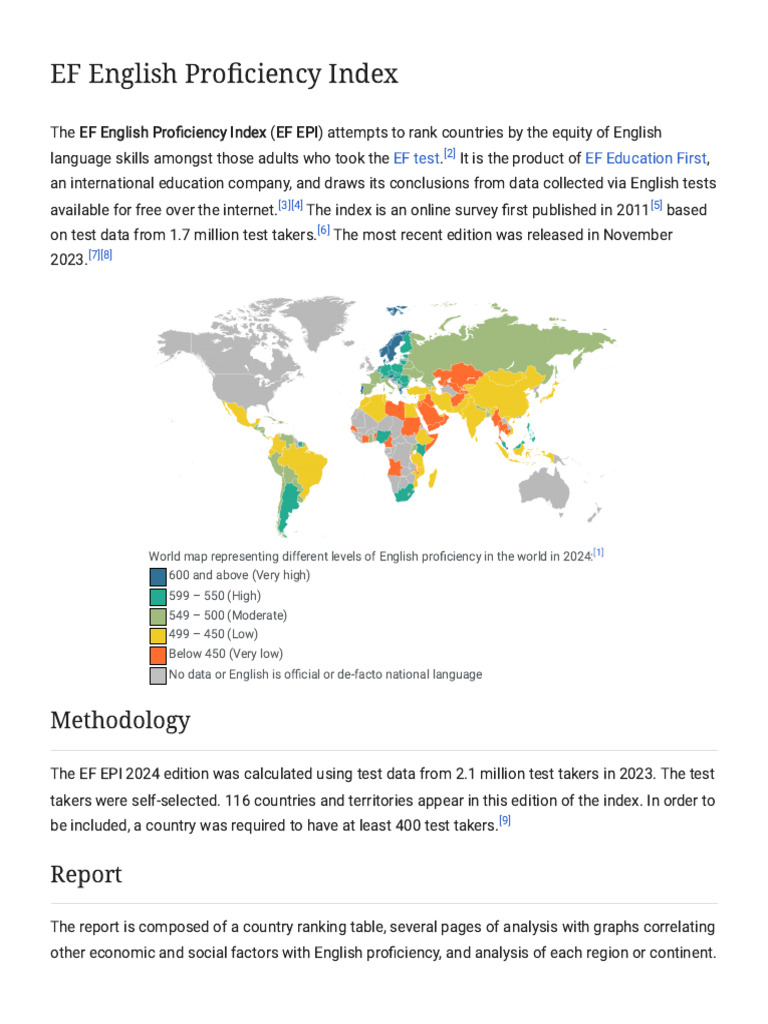 EF English Proficiency Index - Wikipedia | PDF