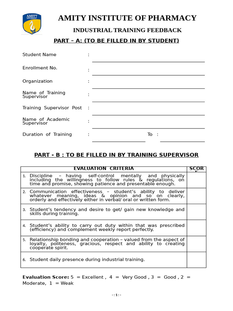 Industry Tranning Feedback Form | PDF | Cognition | Social Psychology