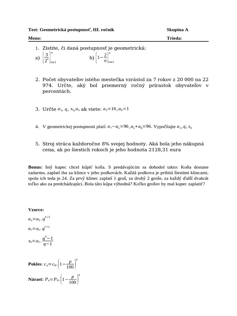 Geometrická Postupnosť | PDF