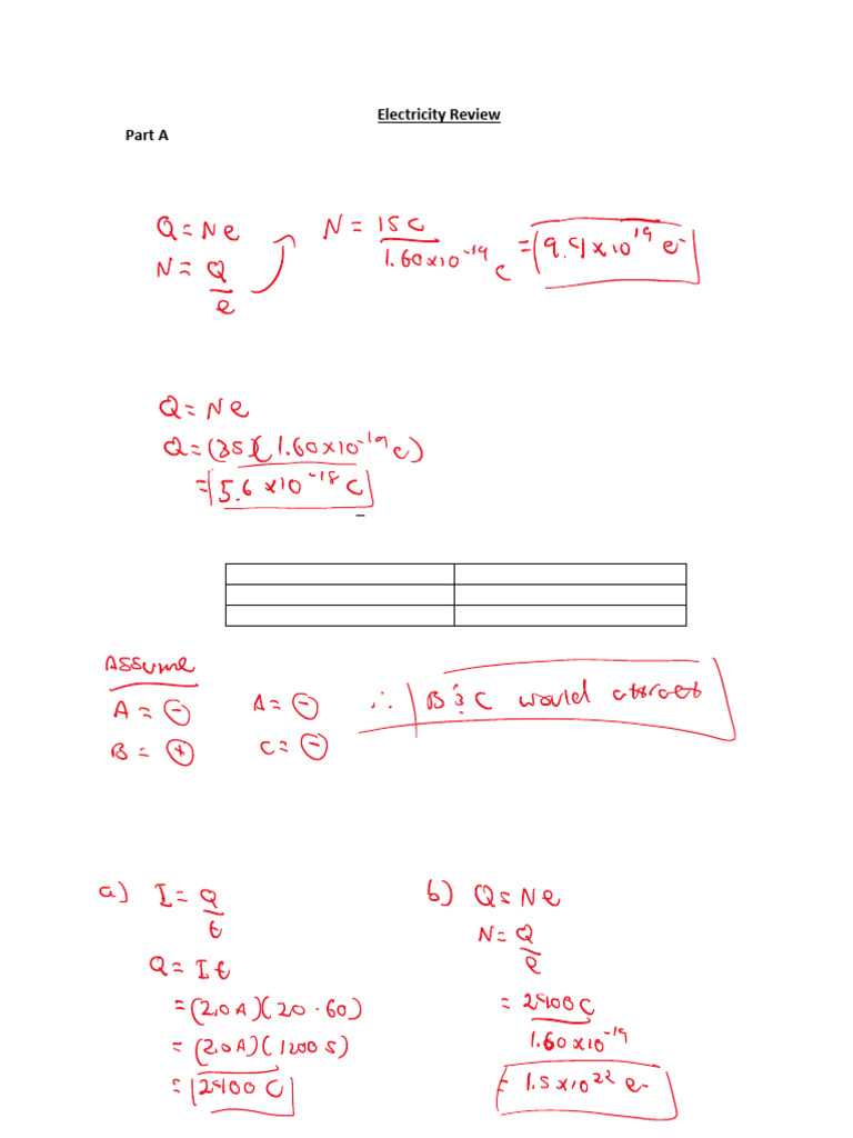 Unit 5 Review Electricity - Key | PDF | Voltage | Electric Power