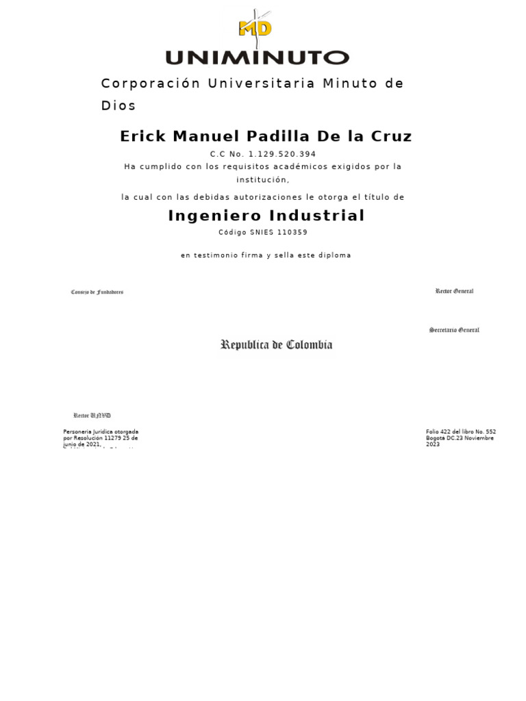 Diploma Erick Manuel Padilla | PDF