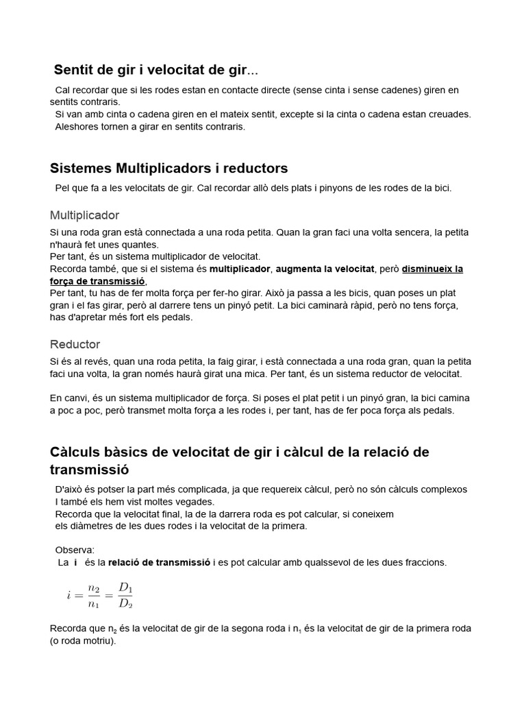 Formules de Rodes I Engranatges | PDF