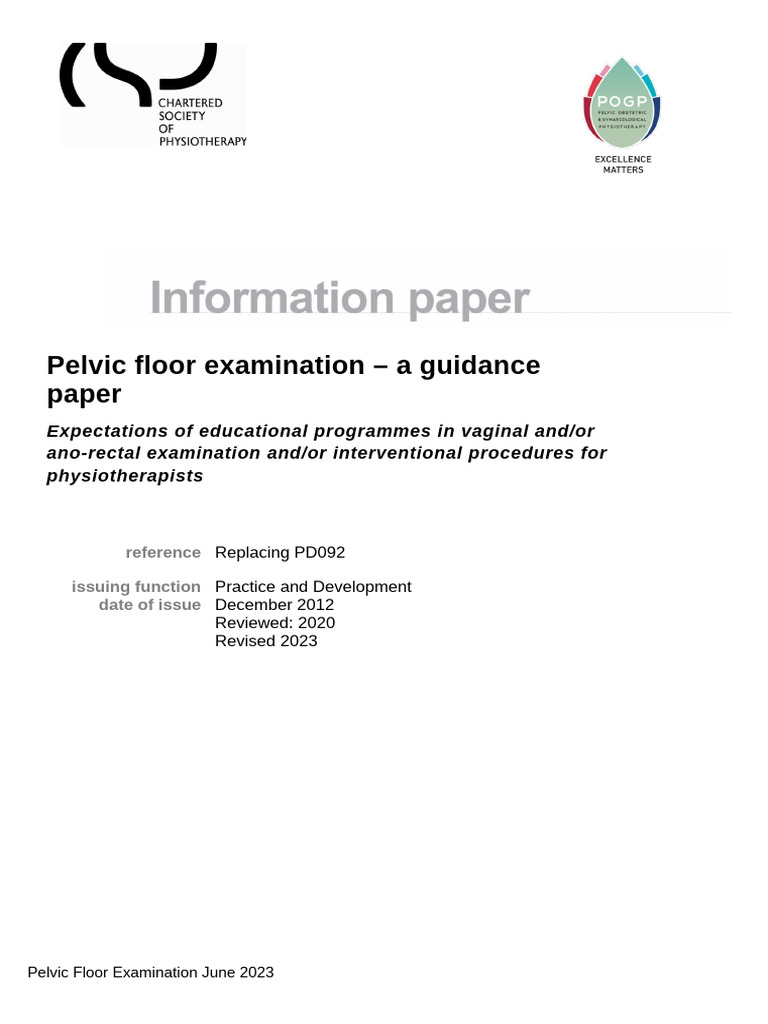 Pelvic Floor Examination CSP Expectations - 2023FINAL RS | PDF | Physical Therapy | Learning
