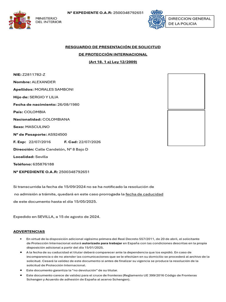 Resguardo de Presentación de Solicitud | PDF