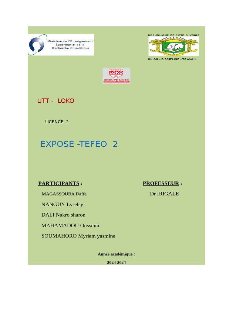 Support Exposé Original - Licence 2 | PDF