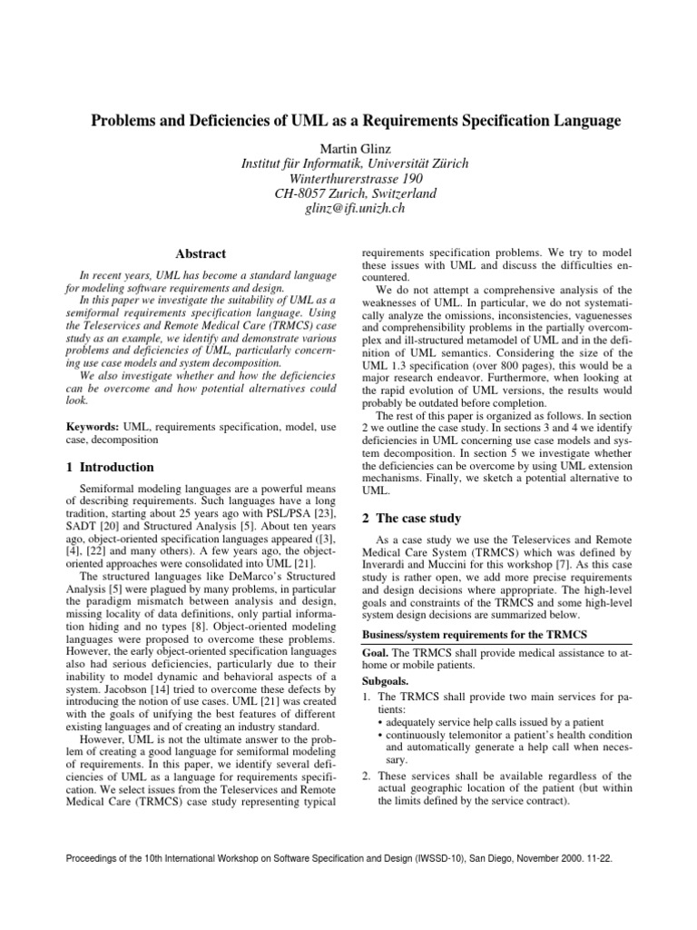 UML Pros Cons IWSSD 10 | PDF | Use Case | Unified Modeling Language