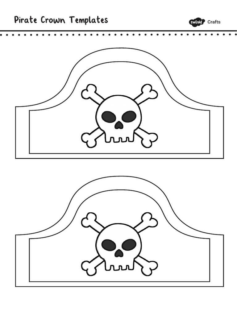 Pirate Crown Paper Hat Craft Templates | PDF