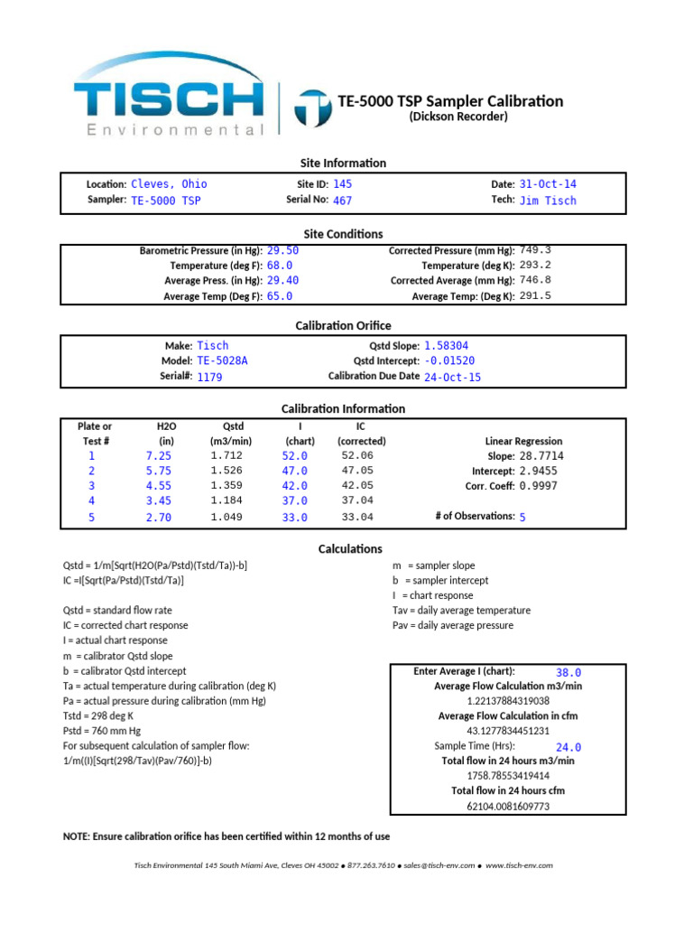TE 5000 Calibration Worksheet Rev A | PDF | Fluid Mechanics | Chemical Engineering