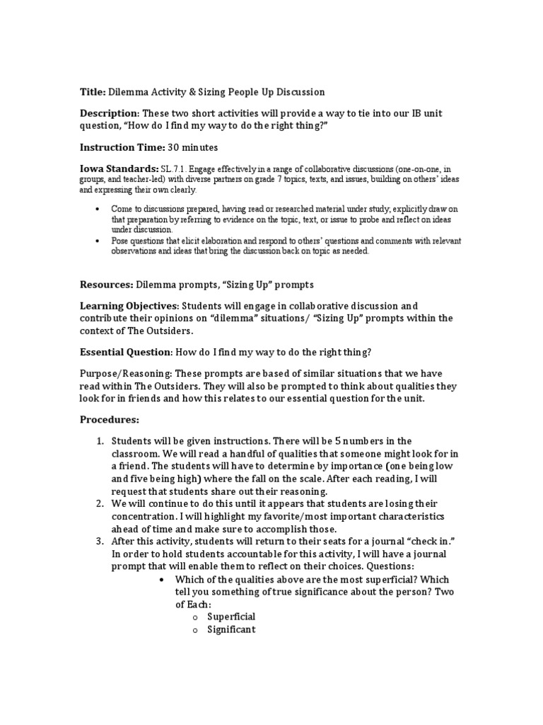 Dilemma Lesson Plan | PDF | Lesson Plan | Applied Psychology