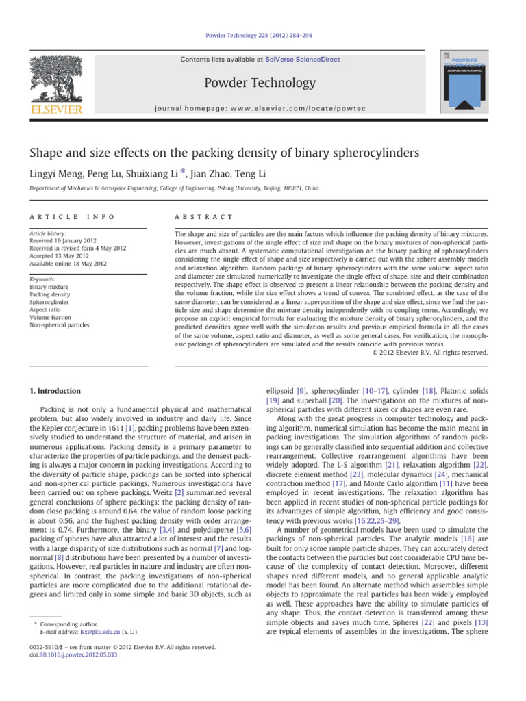 Shape and Size Effects On The Packing Density of Binary Spherocylinders ...