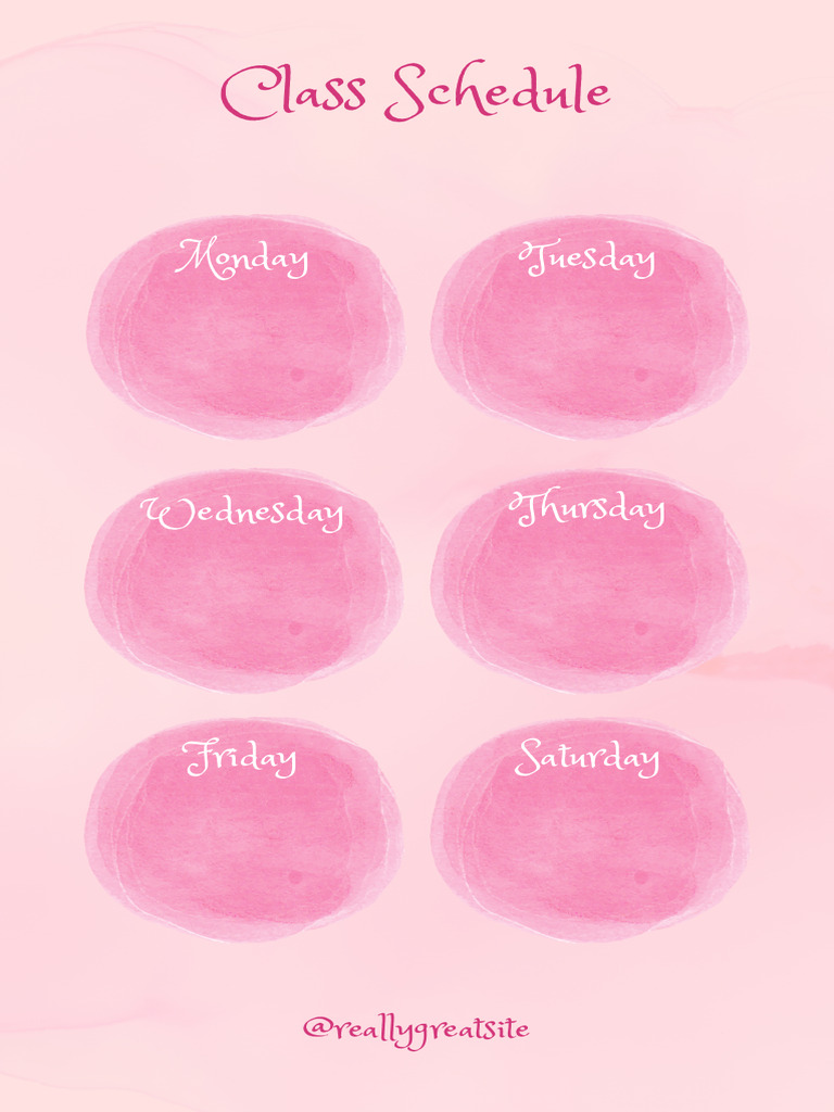 Class Schedule Template Pink Lock Screen | PDF