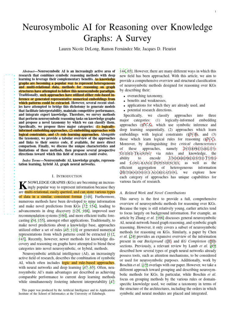 Neurosymbolic AI For Reasoning Over Knowledge Graphs - A Survey | PDF | Fuzzy Logic | Knowledge ...