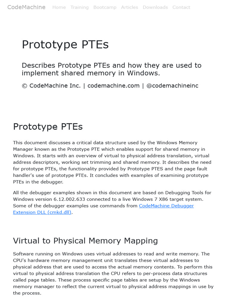 CodeMachine - Article - Prototype PTEs | PDF | System Software ...