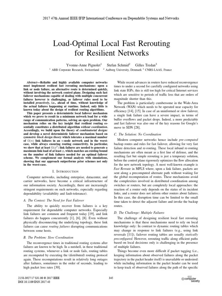 Load Optimal Local Fast Rerouting For Resilient Networks Pdf Routing Computer Network