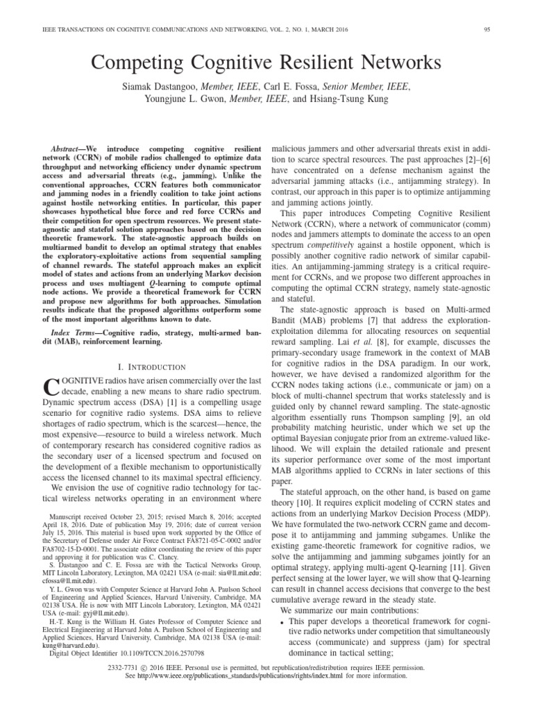 Competing Cognitive Resilient Networks | PDF | Cognitive Radio ...