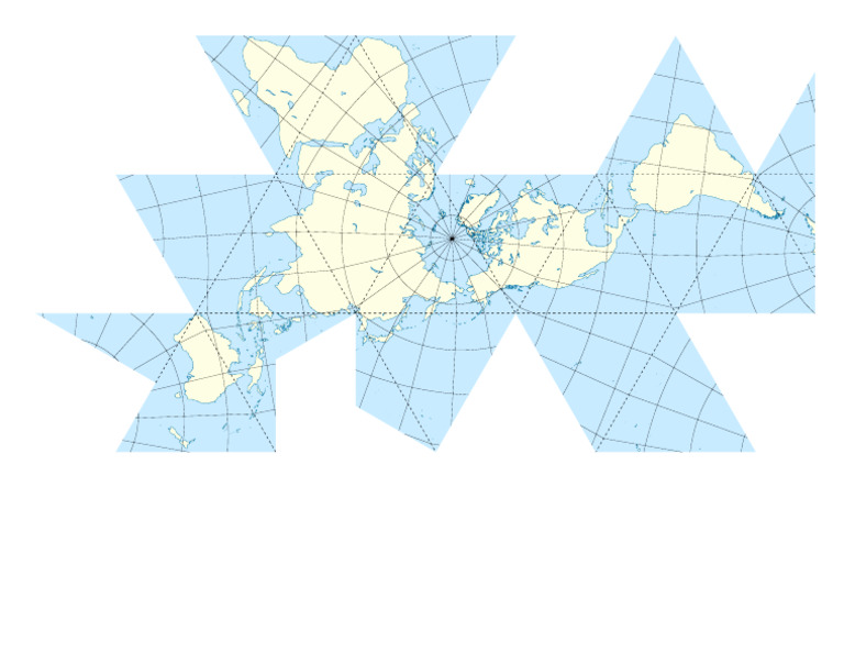 Mapa Dymaxion Doblado Para Formar Un Icosaedro | PDF
