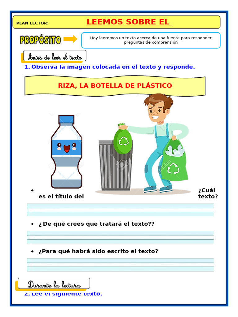 Ficha Plan Lector Leemos Sobre El Reciclaje | PDF