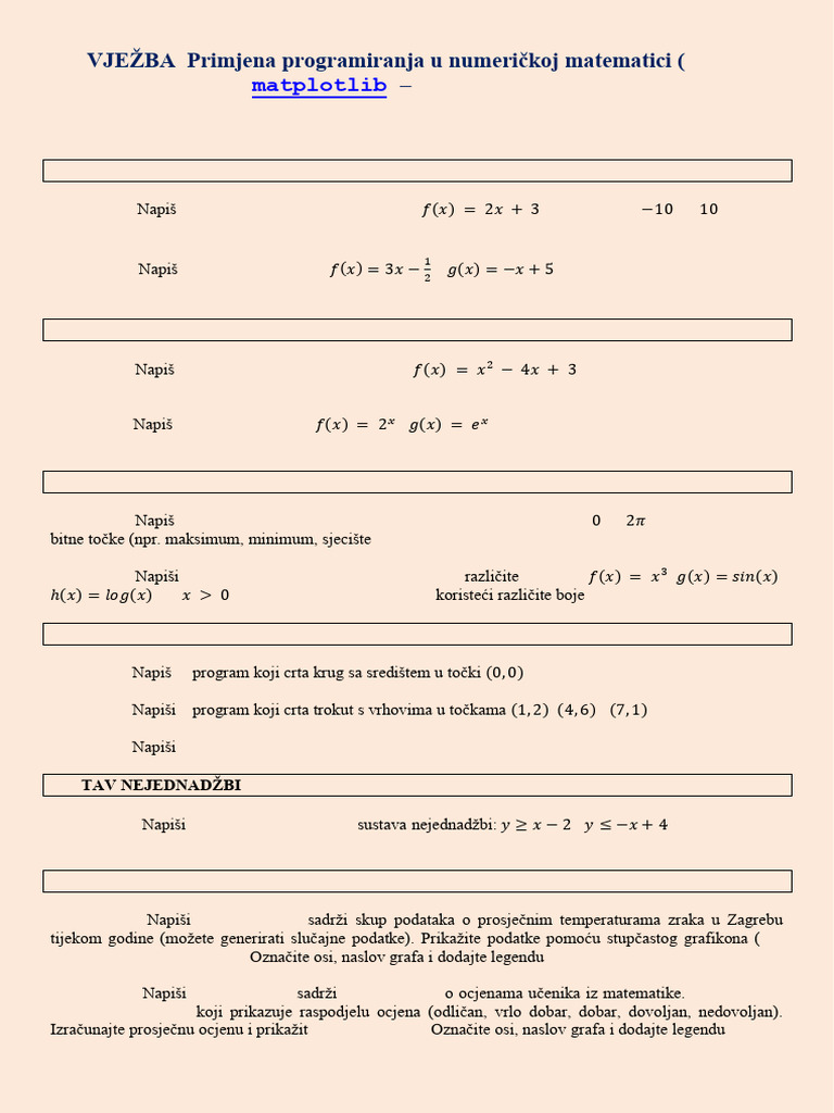 VJEŽBA. Modul Matplotlib - Funkcije I Grafovi | PDF
