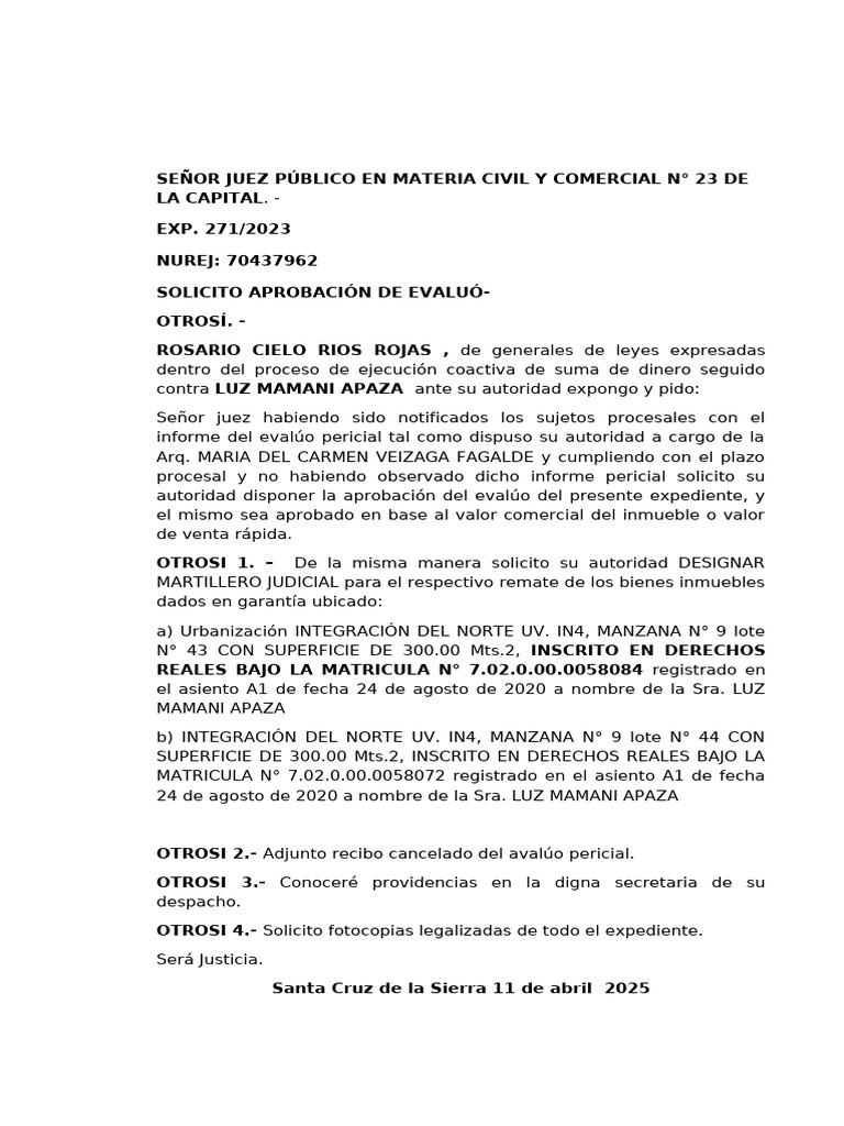 Aprobacion de Avaluo MABEL | PDF