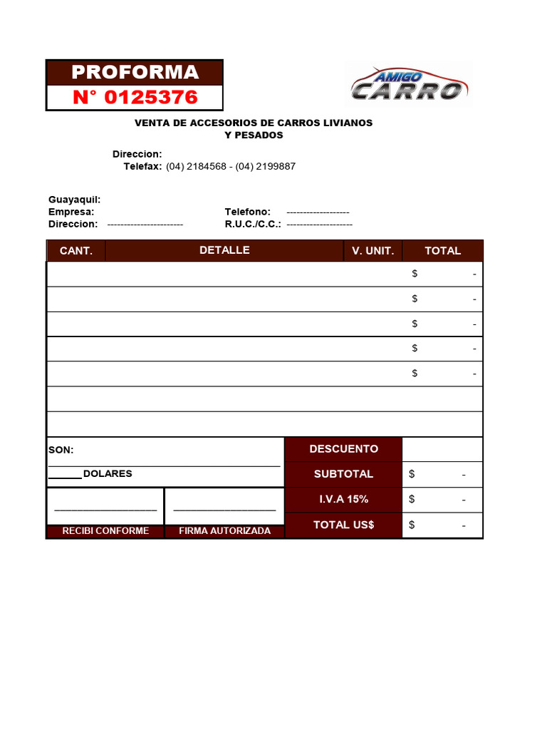 Proformas Variadas 3 | PDF