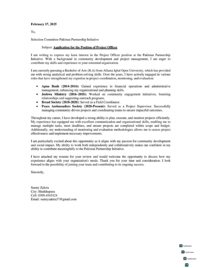 Cover Letter | PDF