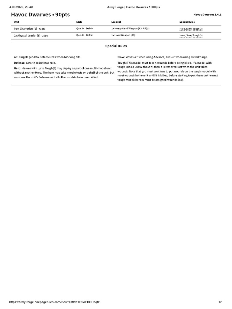 Army Forge - Havoc Dwarves 1500pts | PDF