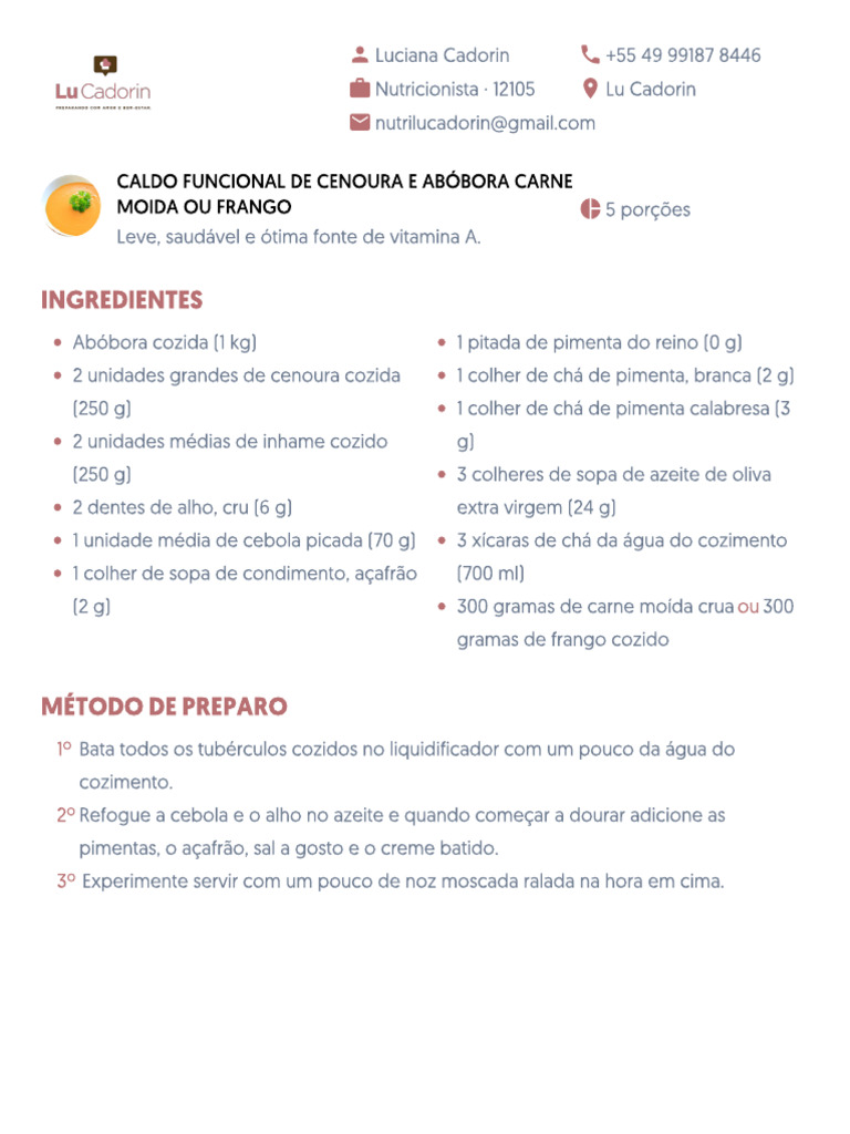 Caldo Funcional Cenoura | PDF