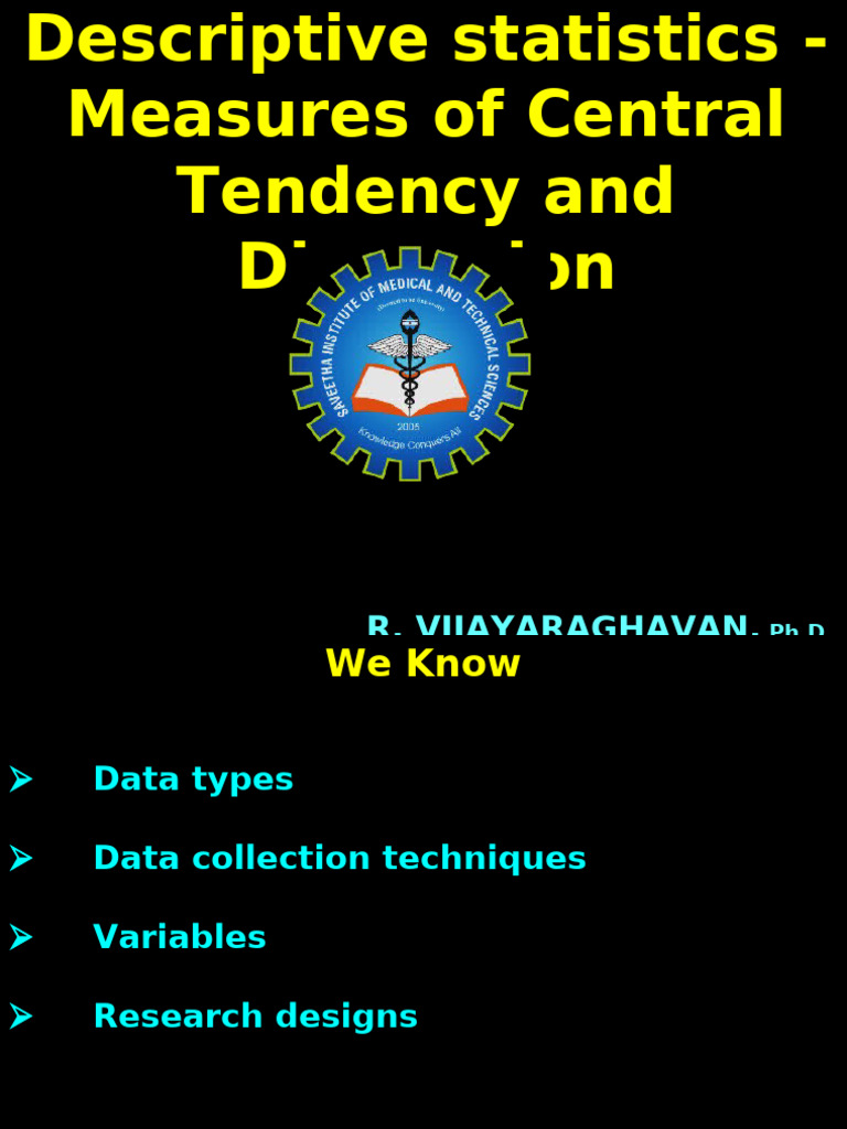 Descriptive Statistics - Measures of Central Tendency and Dispersion ...