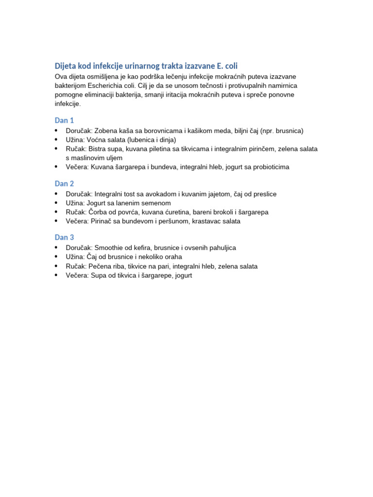 Dijeta Infekcija E Coli | PDF