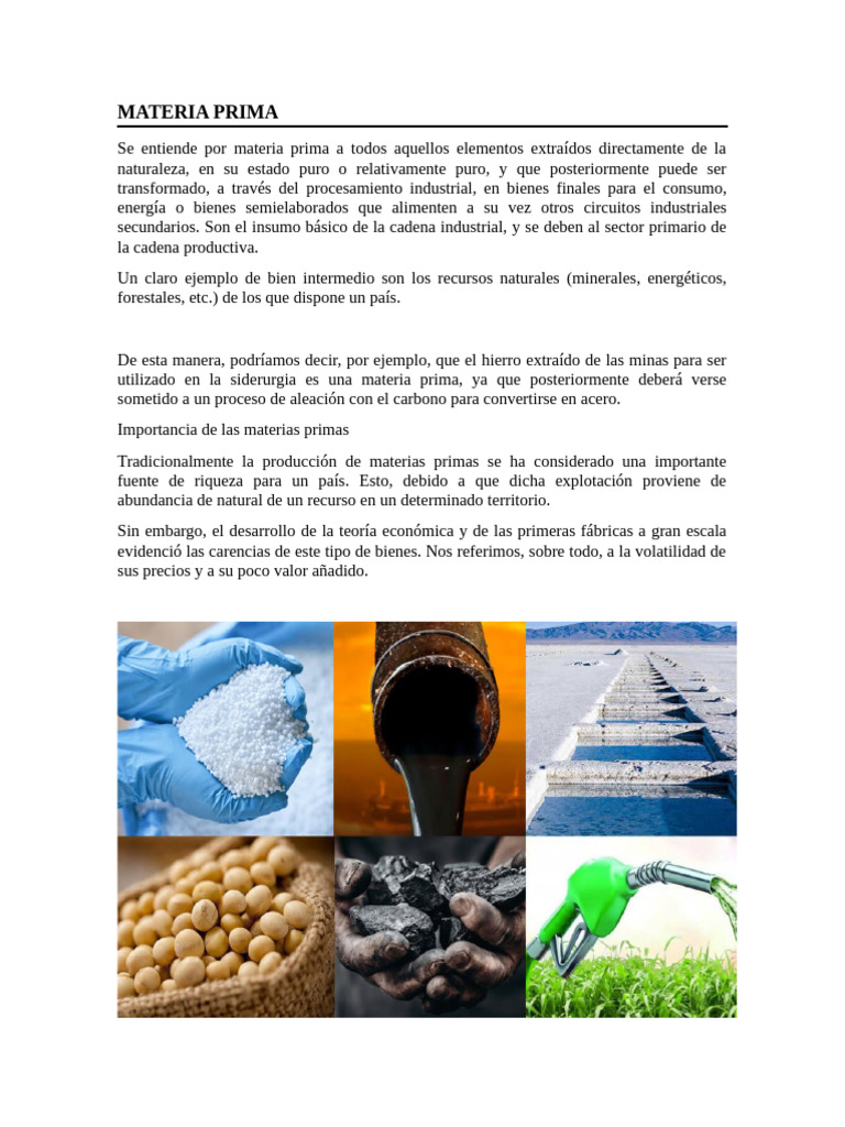 Importancia y definición de materia prima | PDF